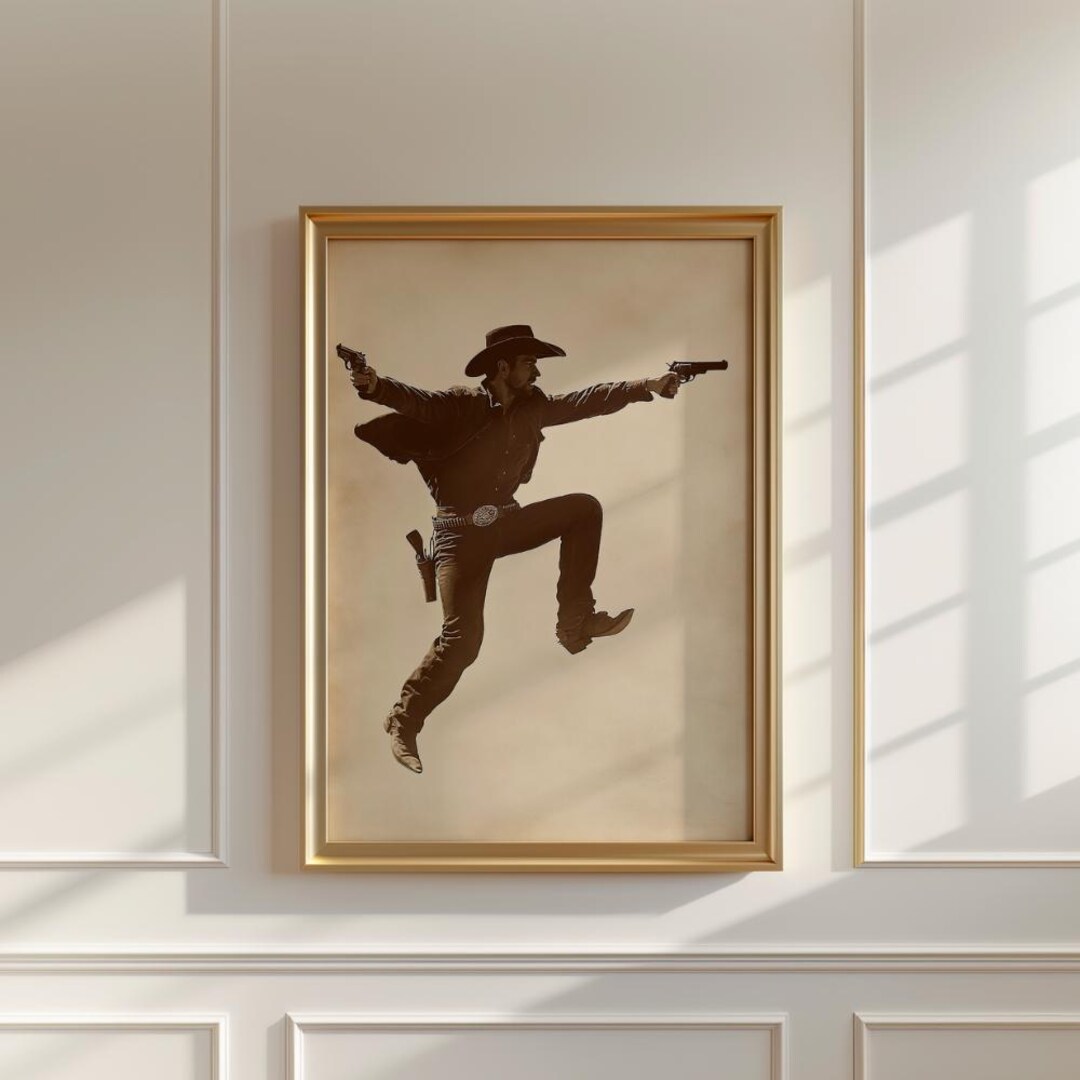 Western Shootout Print | Vintage Wild West Frontier Art | Cowboy Bar ...