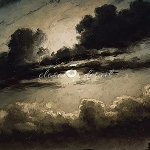 Vintage Painting - Moon and Stars - Celestial Print - Gothic Print ...