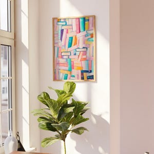 Colorful Abstract Bookshelf Art Print | Vibrant Digital Book Lover's ...