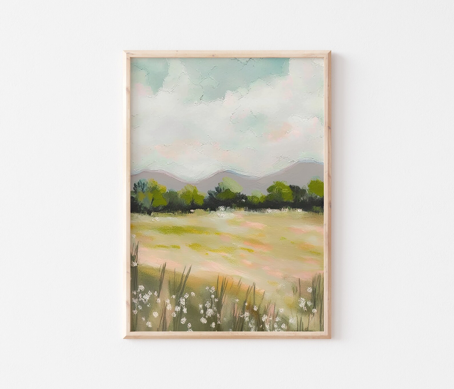 Farmhouse Printable Art, Watercolor Spring Art, Flower Field Print ...