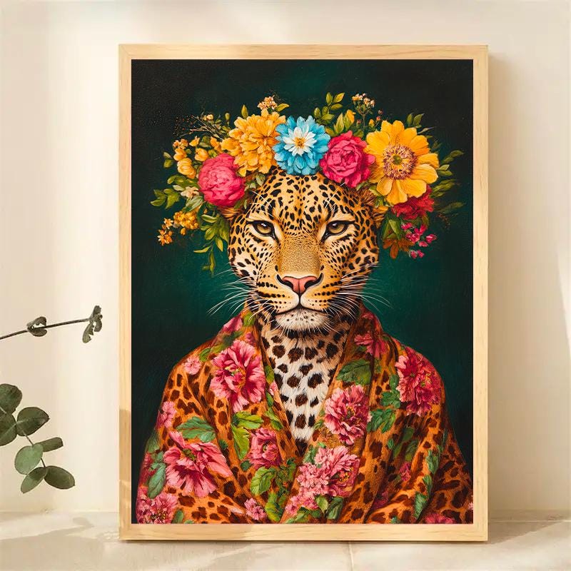 Leopard Modern Art With Crown - Etsy