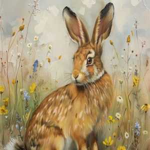 Rabbit Cottagecore Room Art Vintage Easter Prints Animal Wall Art ...