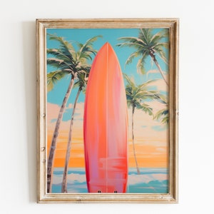 Minimalist Surfboard Coastal Wall Art | Trendy Ocean Beach Printable ...