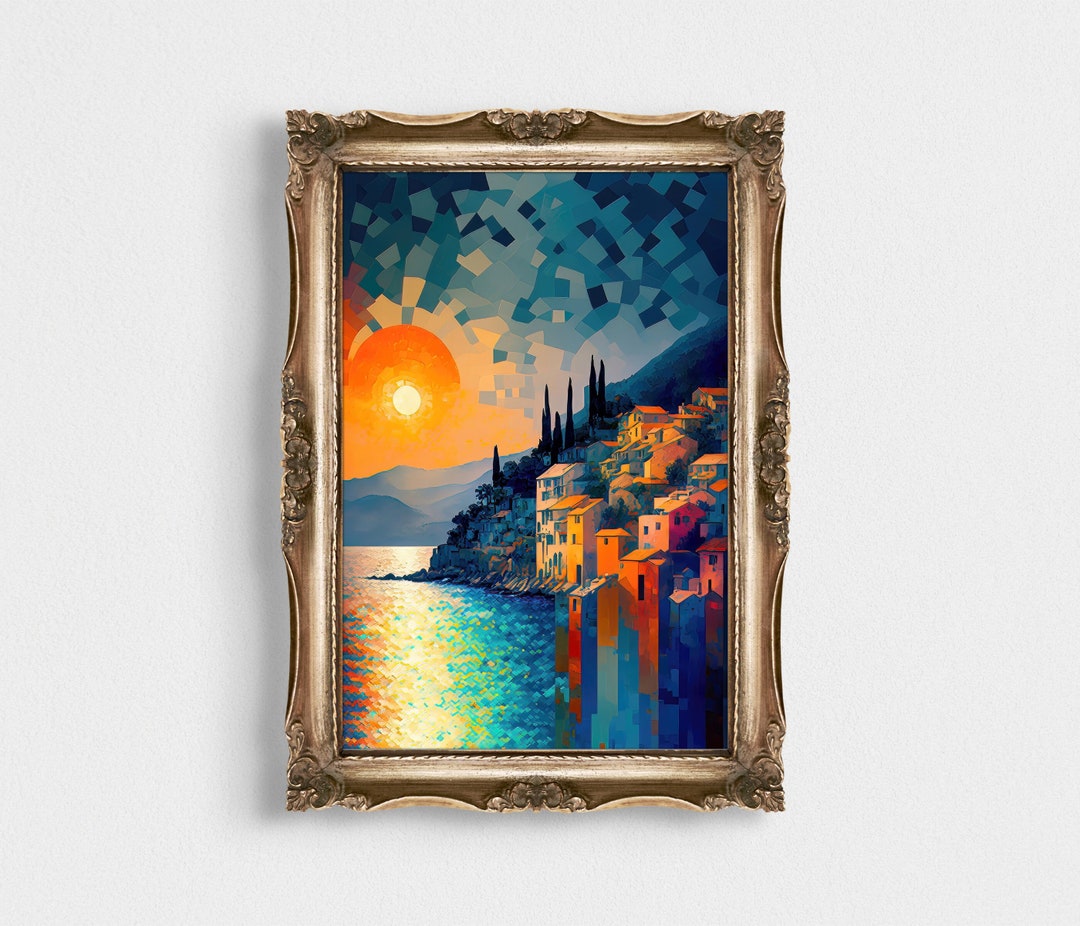 Cityscape Painting Art Print, Painting of a City, Skyline Digital Print ...