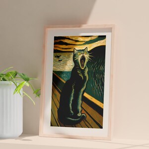 Edvard Munch the Scream Cat Art, Funny Cat Printable Wall Art, Edvard ...