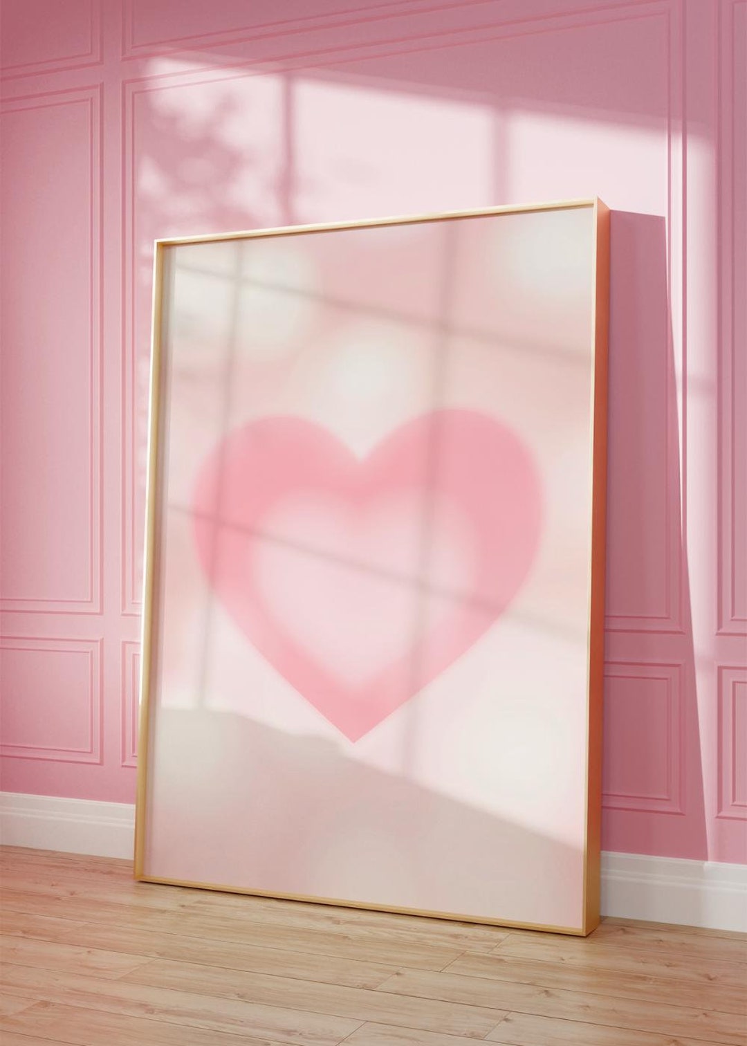 Pastel Pink Heart Poster | Trendy Wall Art | Blush Pink Retro Print | Girly Dorm Room Decor ...