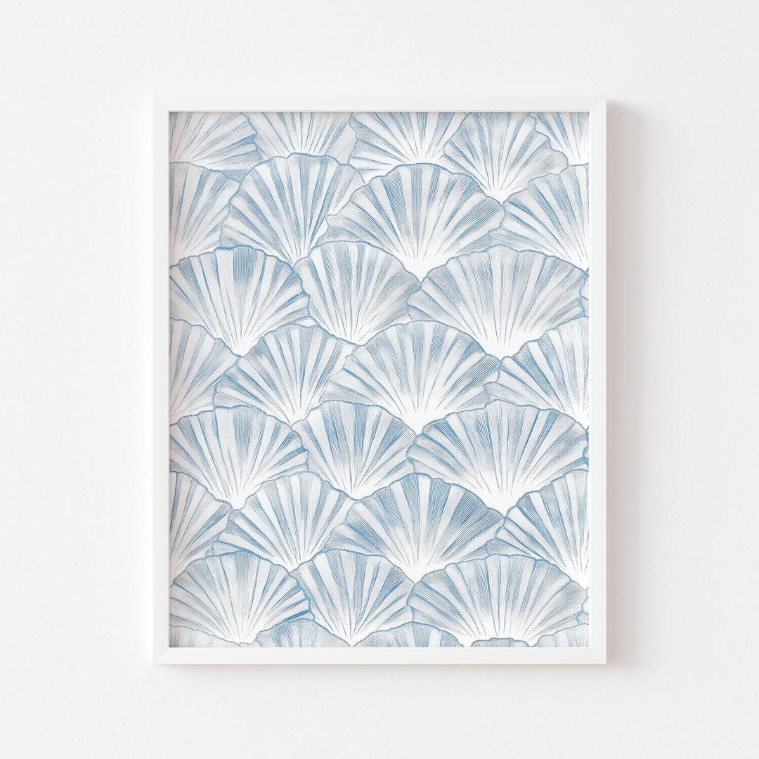 Blue Seashell Print | Coastal Cowgirl Wall Art | Vintage Coastal ...