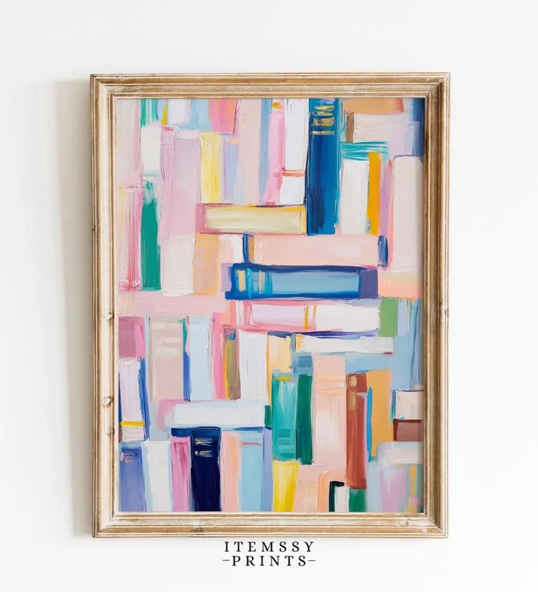 Colorful Abstract Bookshelf Art Print | Modern Library Decor | Reading ...