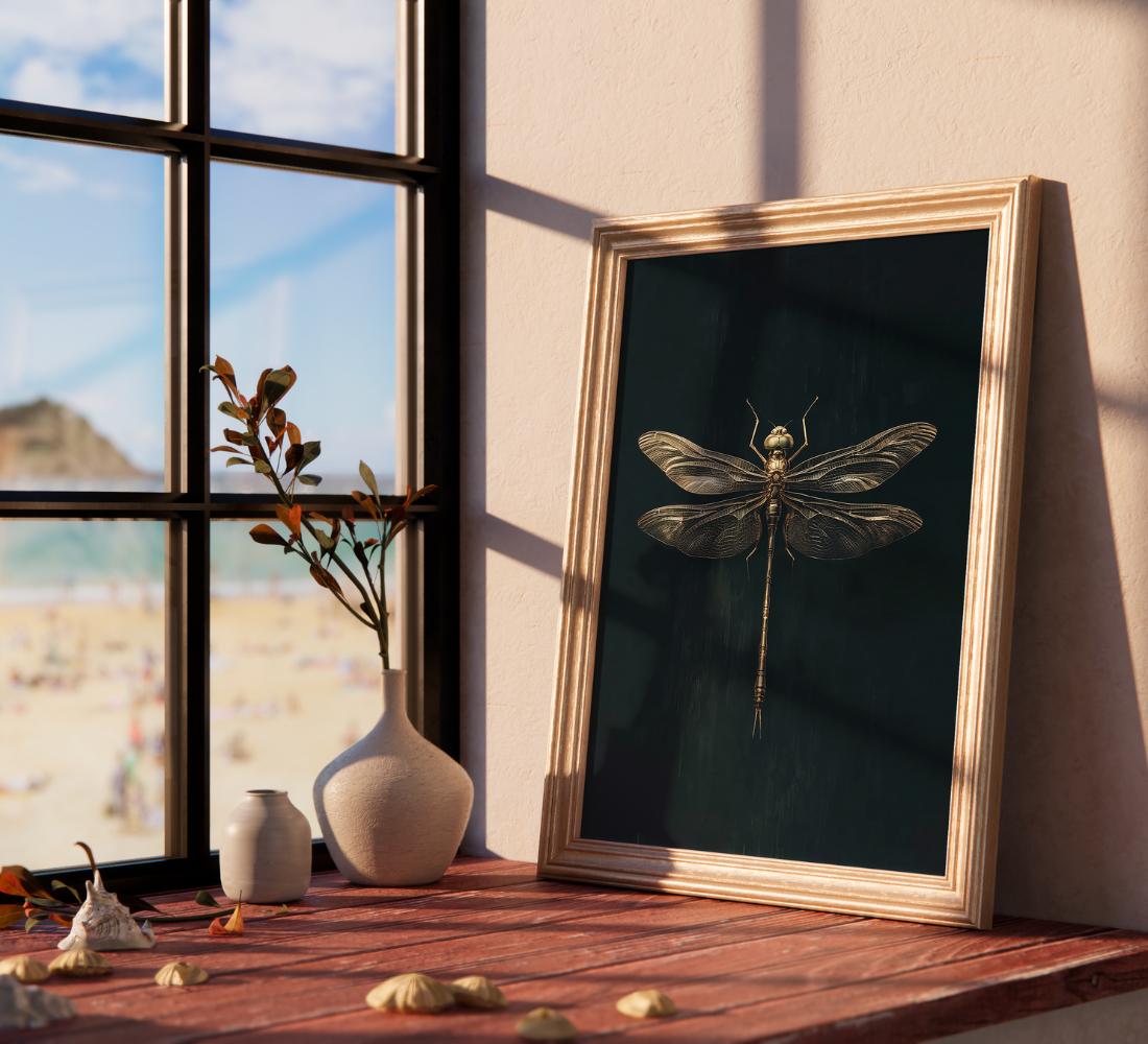 Dragonfly Wall Art Printable | Dark Academia Vintage Insect Poster ...