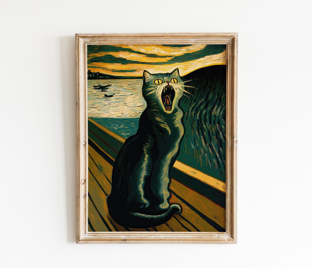 Edvard Munch the Scream Cat Art, Funny Cat Printable Wall Art, Edvard ...