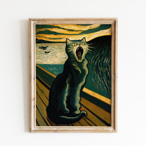 Black Cat Scream Poster - Etsy