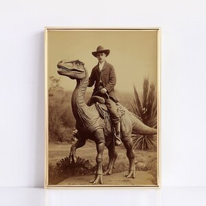 Prehistoric Dinosaur Cowboy | Vintage Photography | Dark Academia ...
