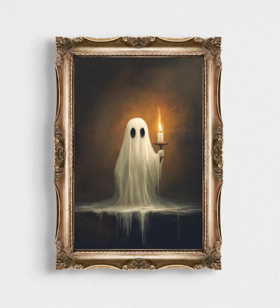 Victorian Small Ghost Holding Candle Art Print Cute Dark Academia Room ...
