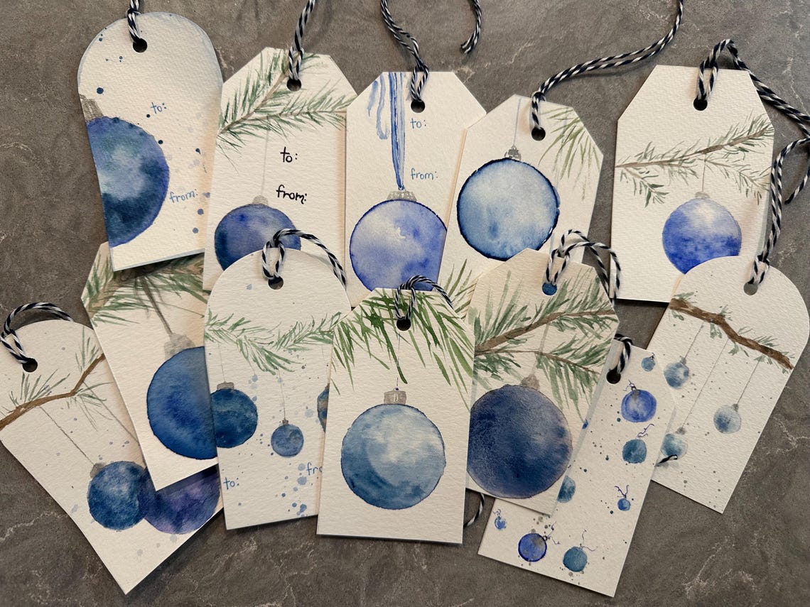 Hand Painted Watercolor Holiday Gift Tags - Etsy