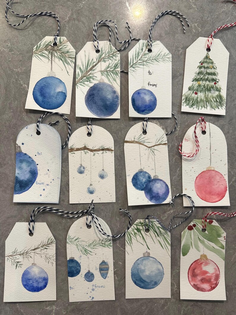 Hand Painted Watercolor Holiday Gift Tags - Etsy