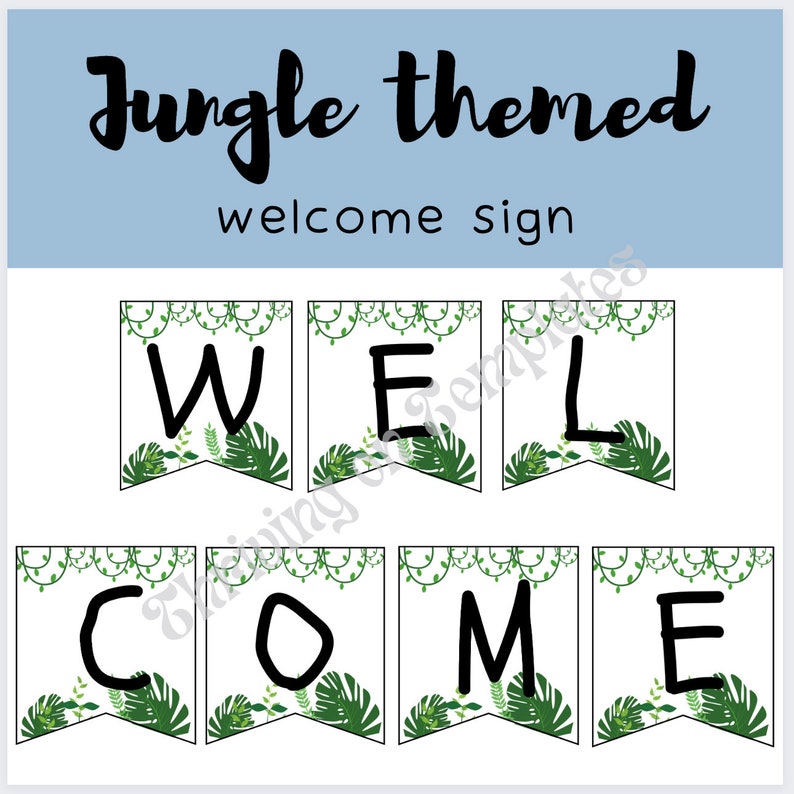 Welcome Sign Template Printable Jungle Themed - Etsy