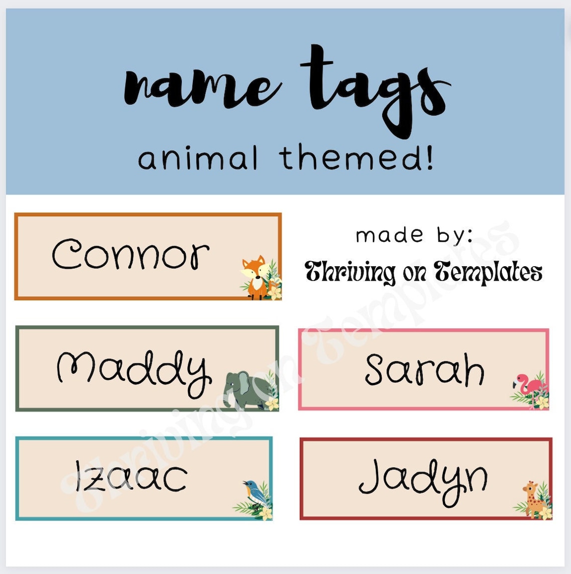 Classroom Name Tags Template | Printable | 3 Pages - Etsy