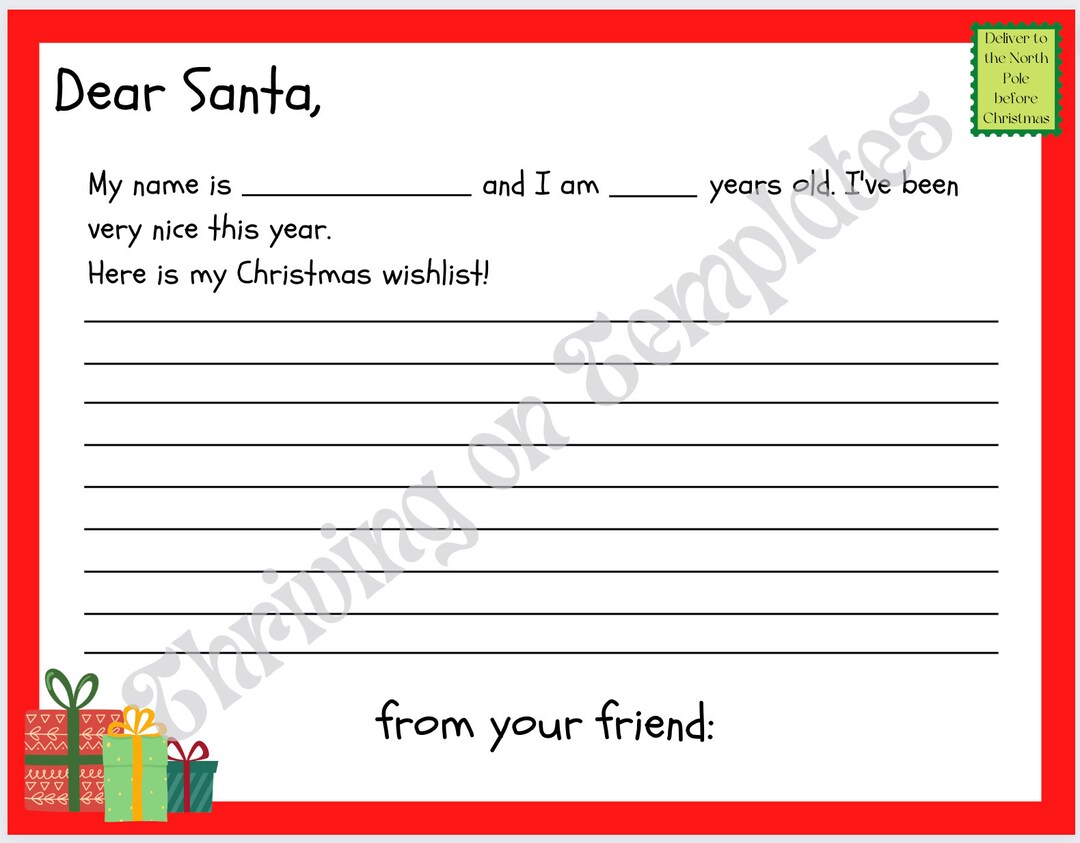 Christmas Wishlist Template | Dear Santa | Printable - Etsy