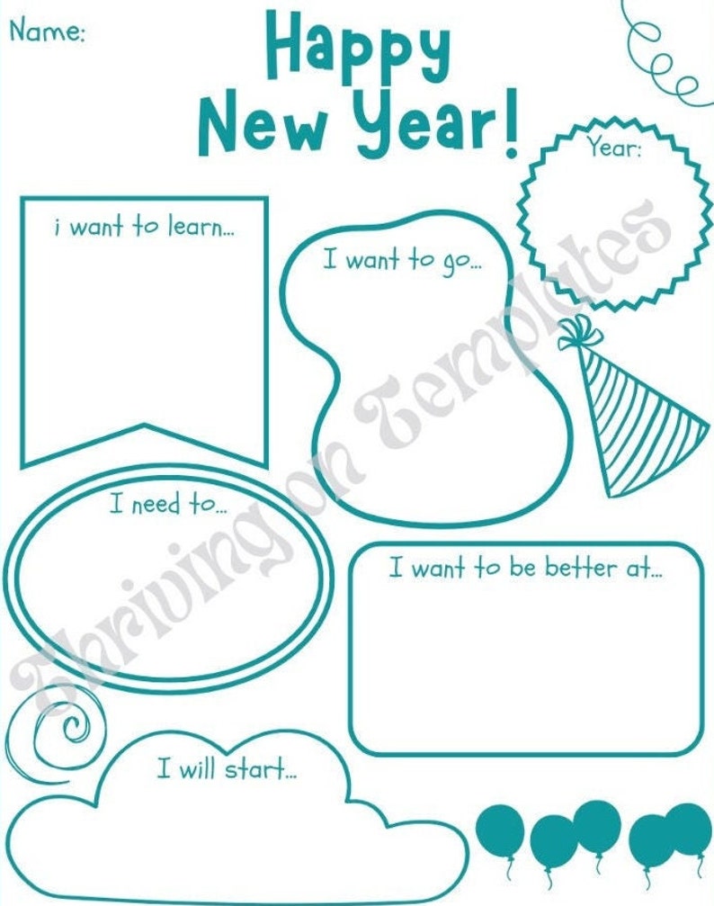 New Years Resolution Template | Printable - Etsy