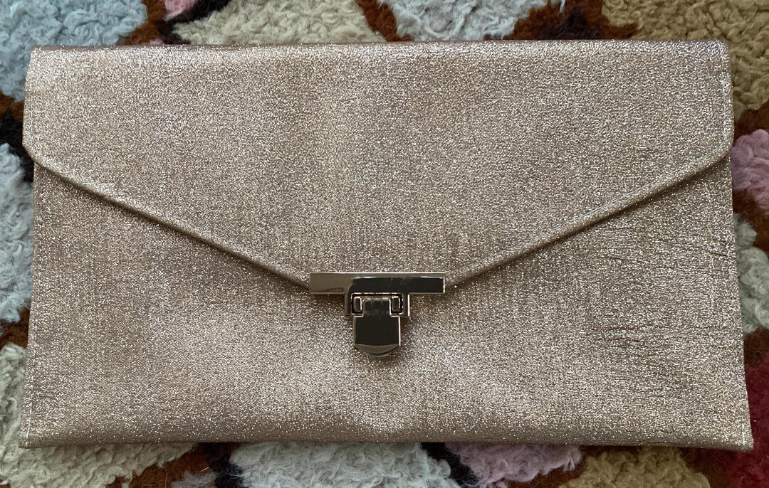 Gold Glittery Clutch Bag With Shoulder / Crossbody Chain, Vintage by ...