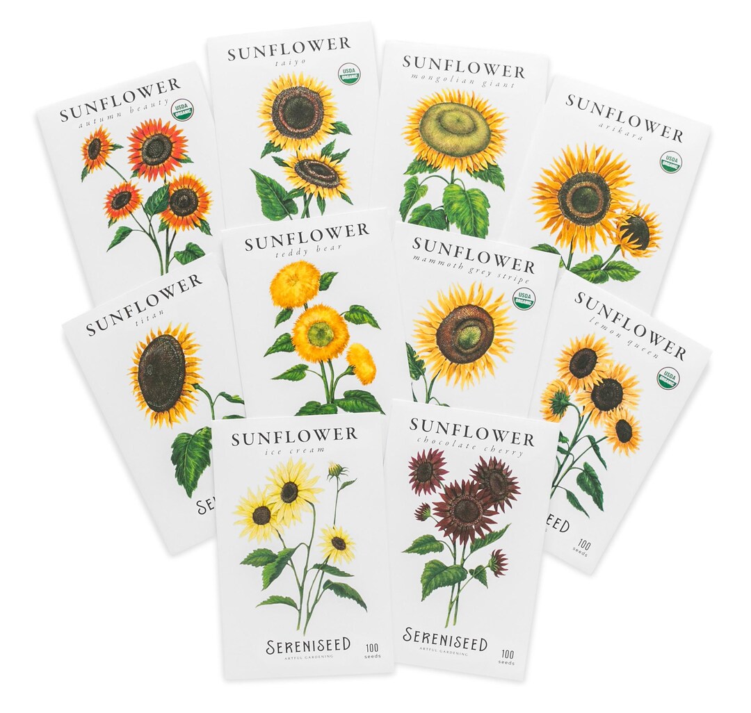 Sereniseed Sunflower Seeds Collection (10-pack) – 100% Non GMO, Open ...