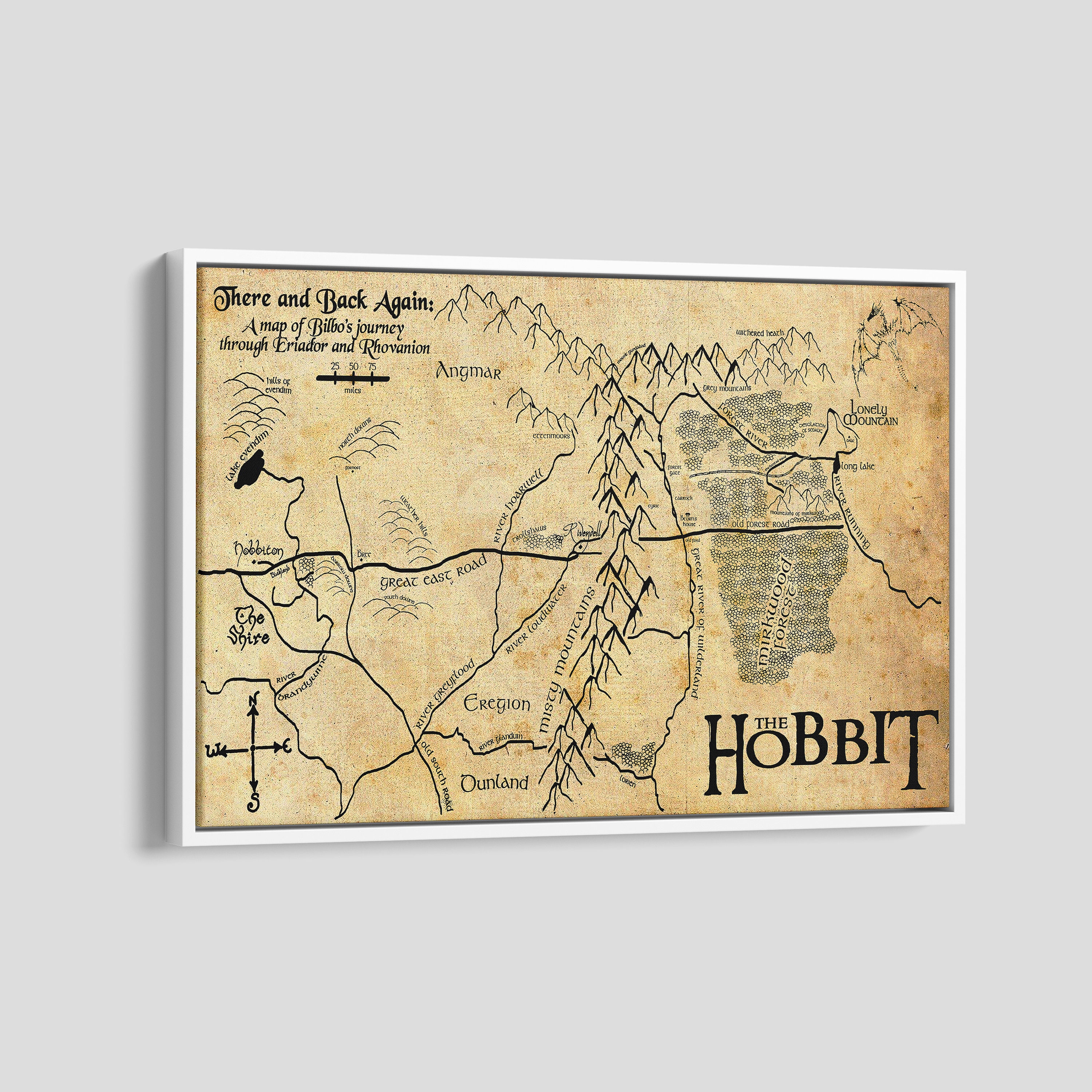 Bilbo Baggins Journey Map Canvas Hobbiton Map Print the - Etsy