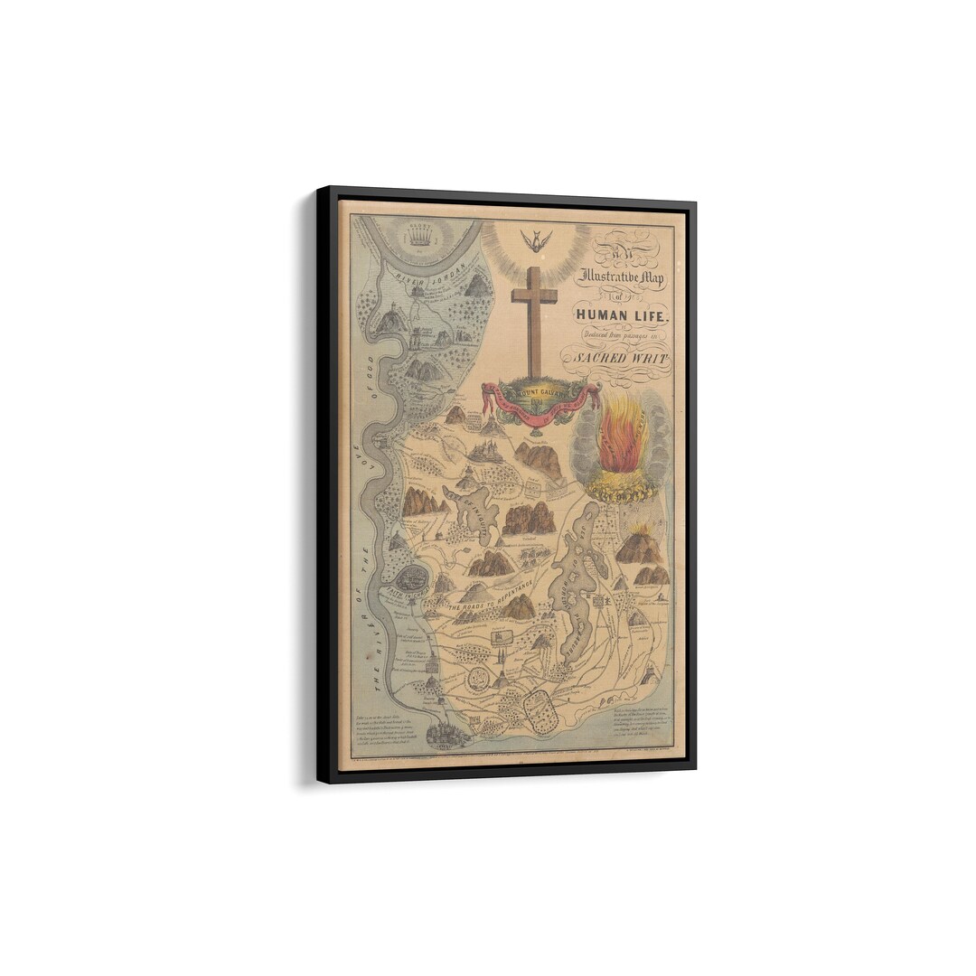 Illustrative Map of Human Life, Old Map Poster, Old Map Canvas ...