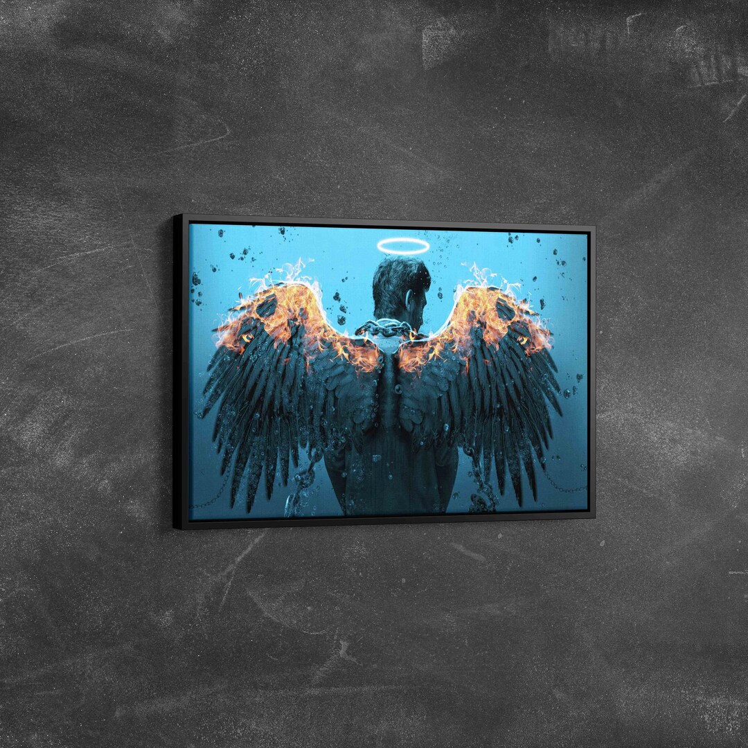 Angel and Devil Poster, Angel Man Poster, Angel, Canvas Print, Black ...