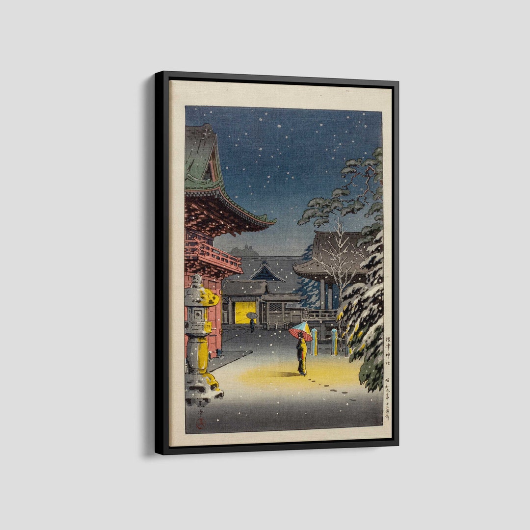 Tsuchiya Koitsu Snow at Nezu Shrine 1934 Canvas, Snow at Nezu Poster ...