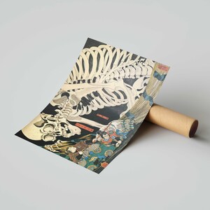 Utagawa Kuniyoshi Skeleton Print, Japanese Skeleton Canvas, Woodblock ...