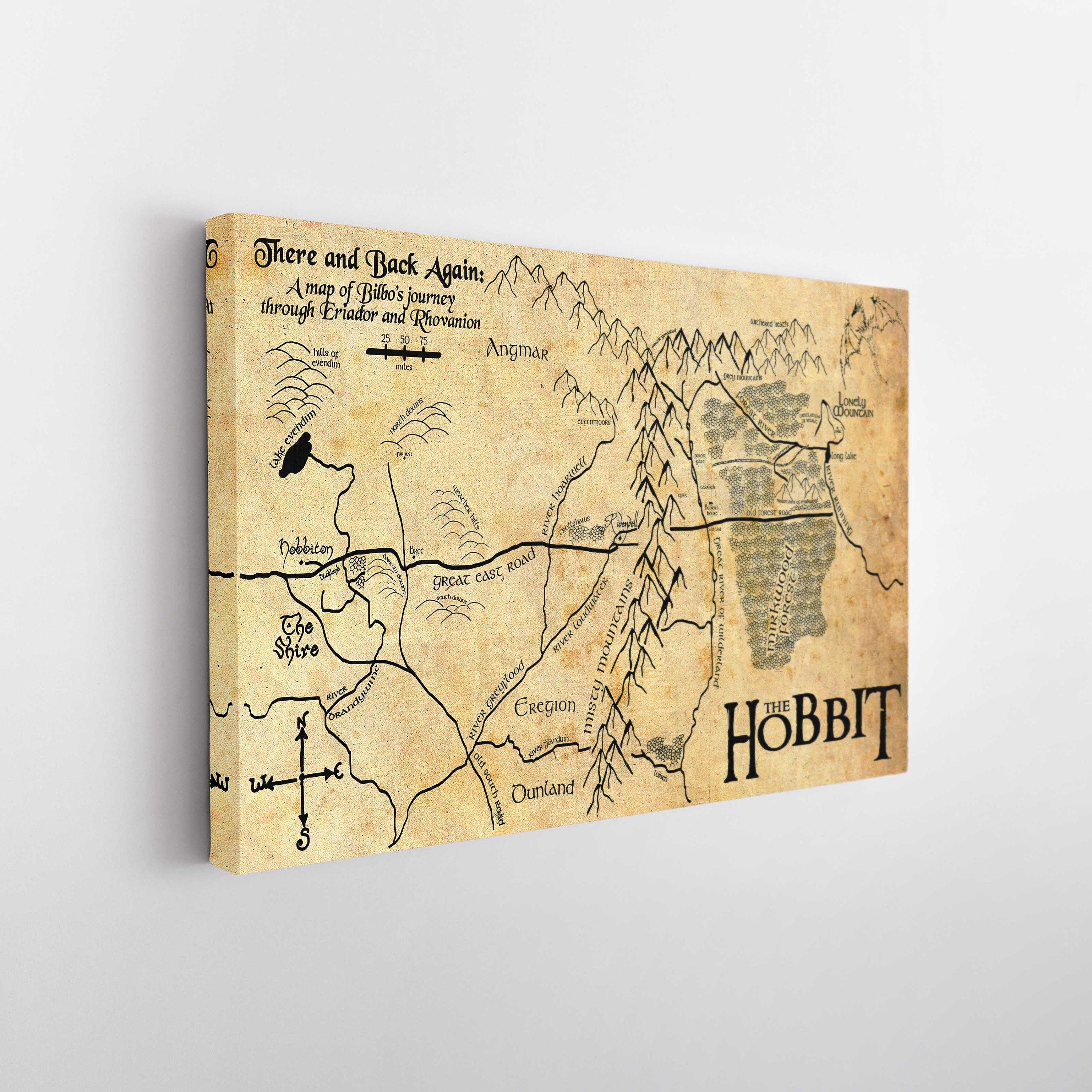 Bilbo Baggins Journey Map Canvas Hobbiton Map Print the - Etsy
