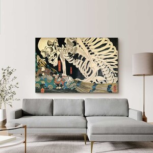 Utagawa Kuniyoshi Skeleton Print, Japanese Skeleton Canvas, Woodblock ...