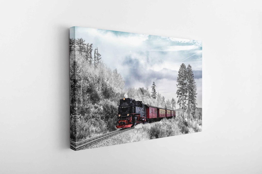 Train Canvas Railway Wall Art Print. Locomotive Print Train - Etsy