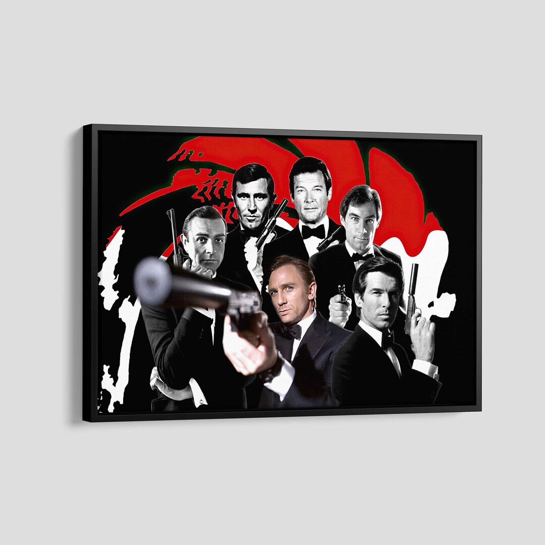 James Bond Gun Game Canvas Wall Art, James Bond Gun Poster, All James ...