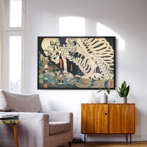 Utagawa Kuniyoshi Skeleton Print, Japanese Skeleton Canvas, Woodblock ...