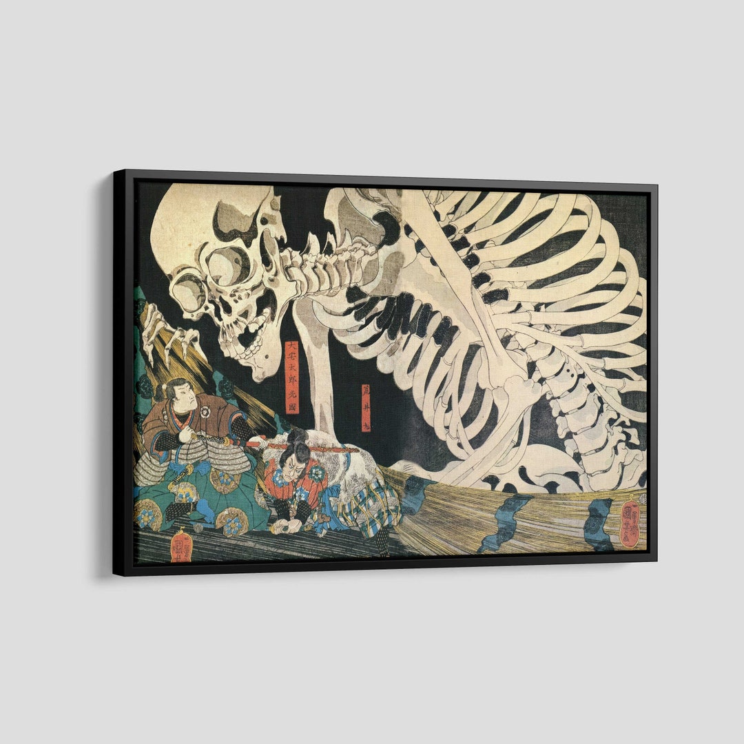 Utagawa Kuniyoshi Skeleton Print, Japanese Skeleton Canvas, Woodblock ...