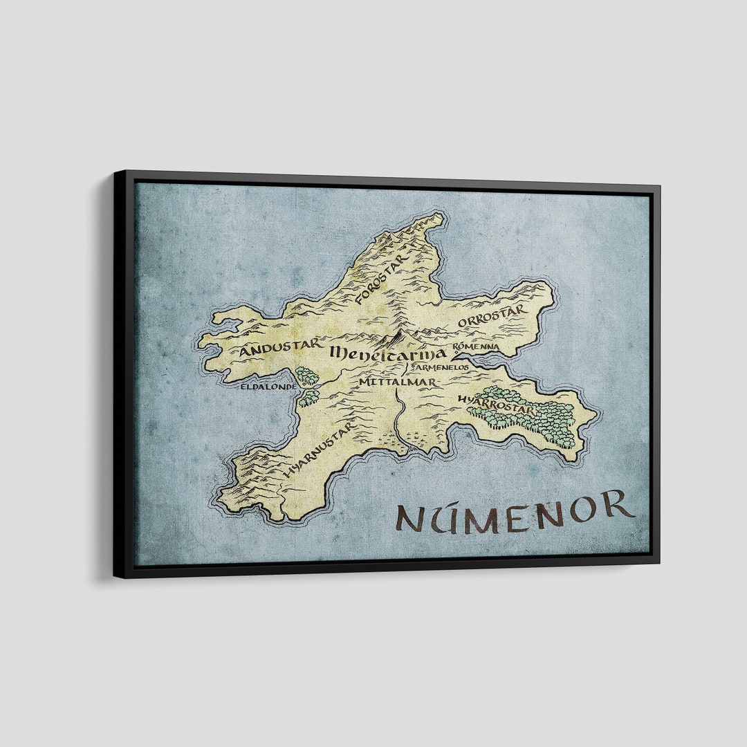 Númenor Map Print, Númenor Map Poster, Númenor Map Canvas, Silmarillion ...