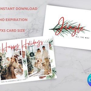 Jingle All the Way Christmas Family Two Photo Card Canva Template ...
