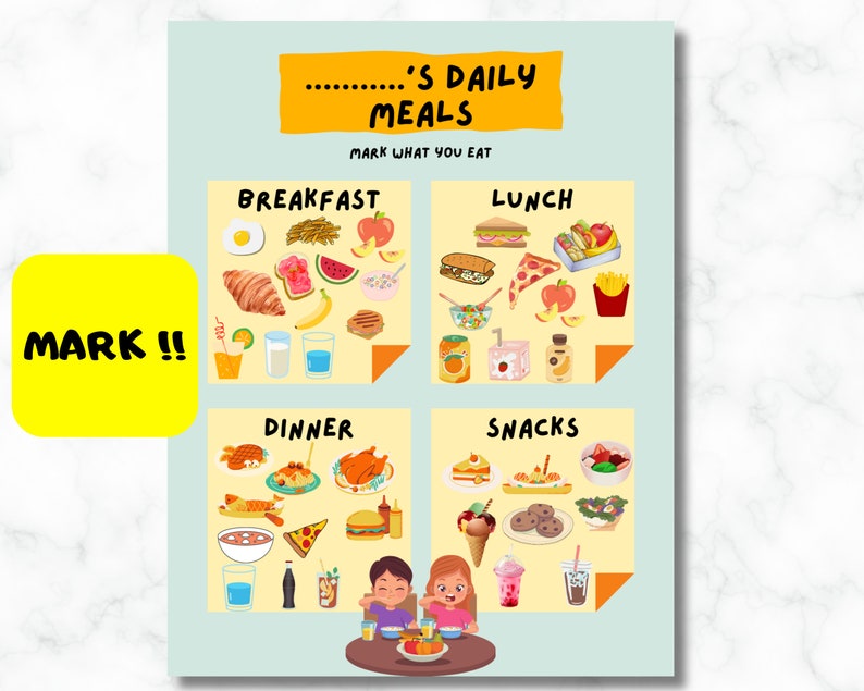 Kids Daily Meals & for Kids Meal Planner - Digital Download - Etsy