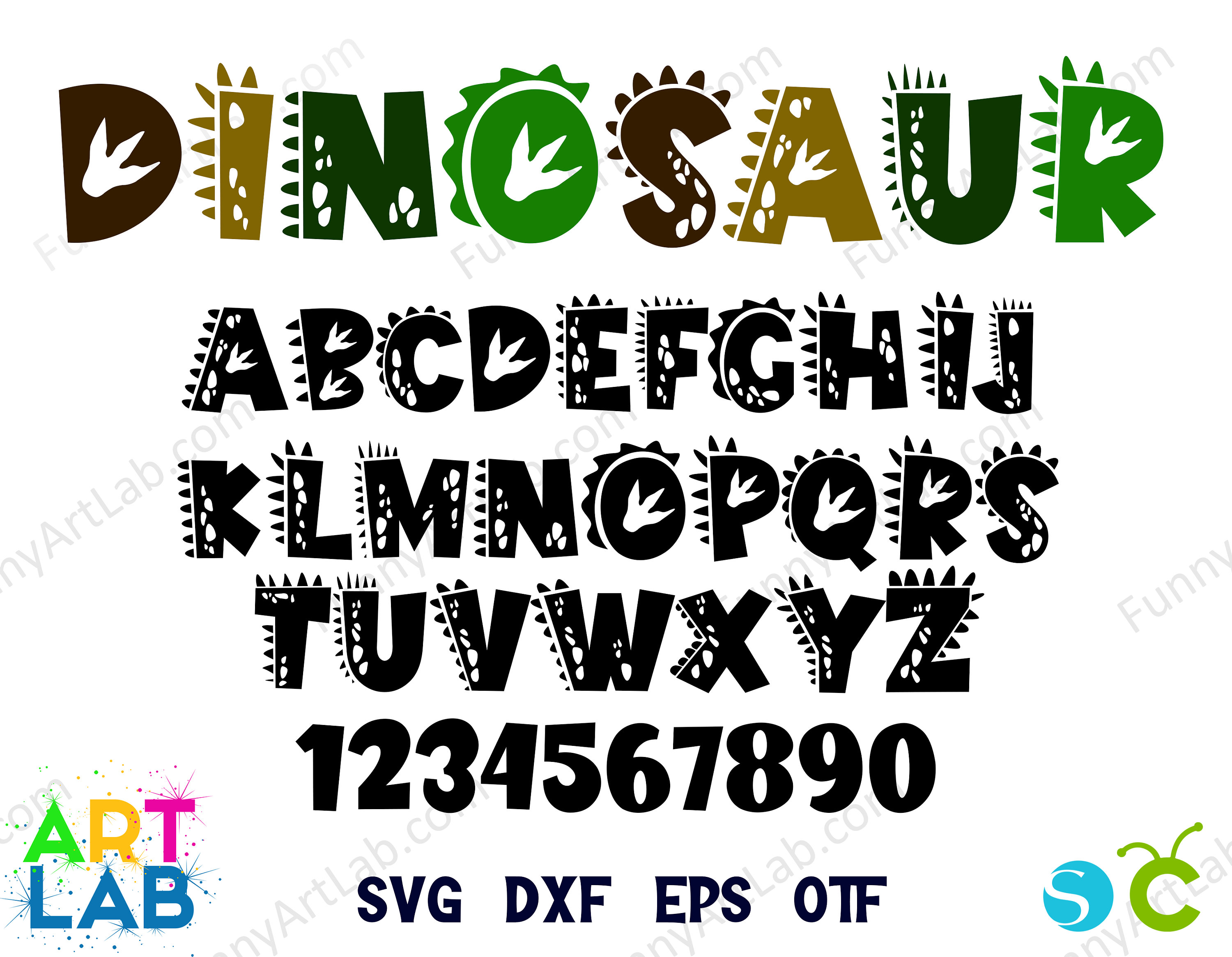 Funny Art Dinosaur Svg Letters Dinosaur Font Install Baby Font - Etsy UK
