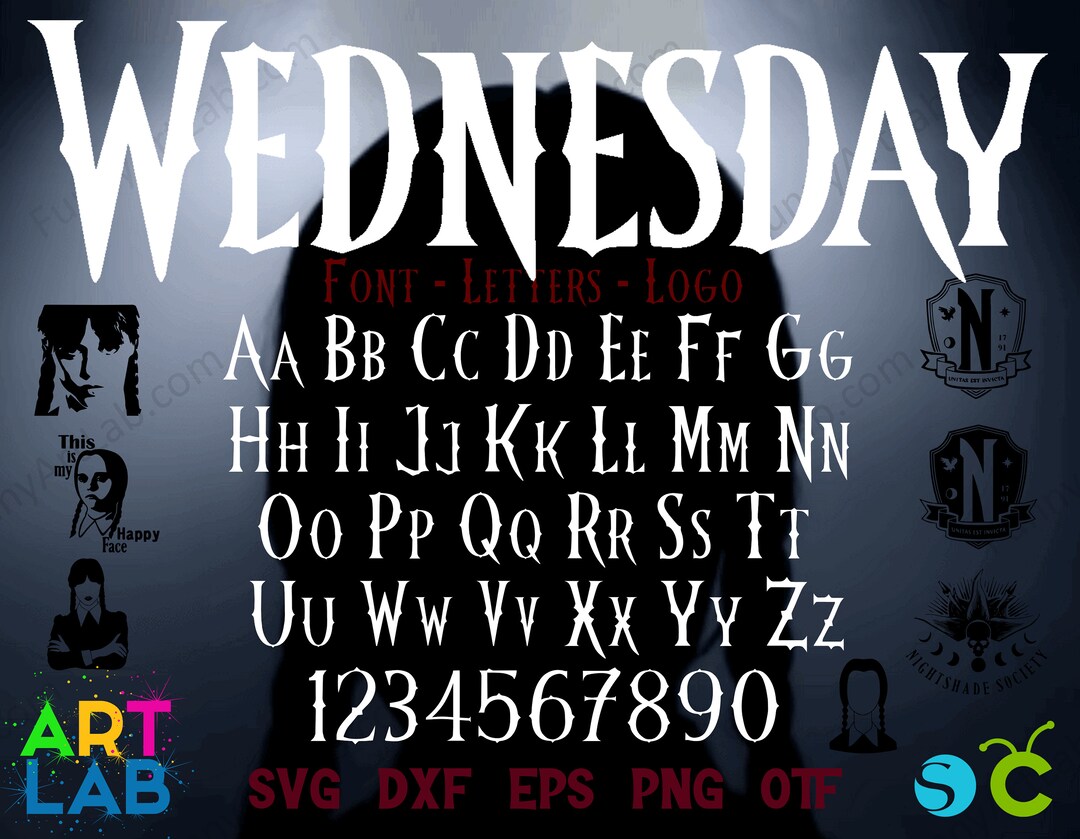 Wednesday Font, Wednesday Letters Svg Cricut, Wednesday Png, Wednesday ...