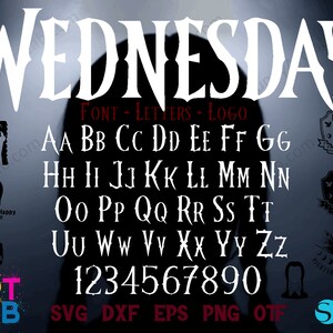 Wednesday Font, Wednesday Letters Svg Cricut, Wednesday Png, Wednesday ...