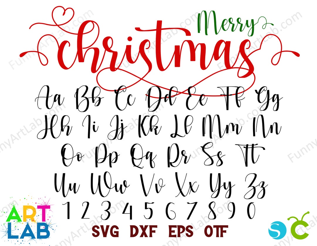 Christmas Font With Tails, Christmas SVG Letters Cricut, Christmas Font ...