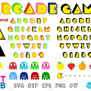 Arcade Game Font Svg Bundle, Arcade Game Letters Layered Cricut, Gamer ...