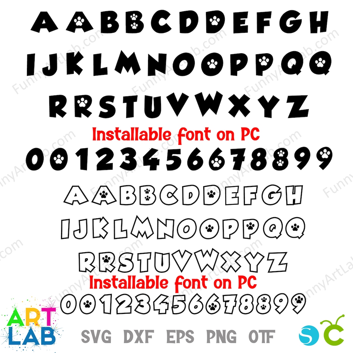 Paw Font Svg Png, Paw Letters Svg, Paw Birthday Letters Layered Cricut ...