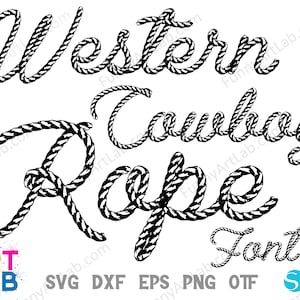Rope Letters SVG PNG, Western Cowboy Rope Font Otf, Western Font Svg ...