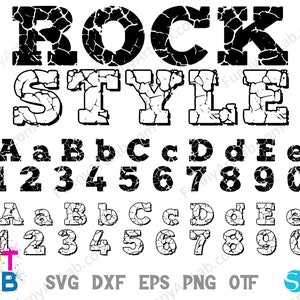 Rocks Font Bundle, Rock Letters SVG Cricut Distressed Font Svg, Rock ...