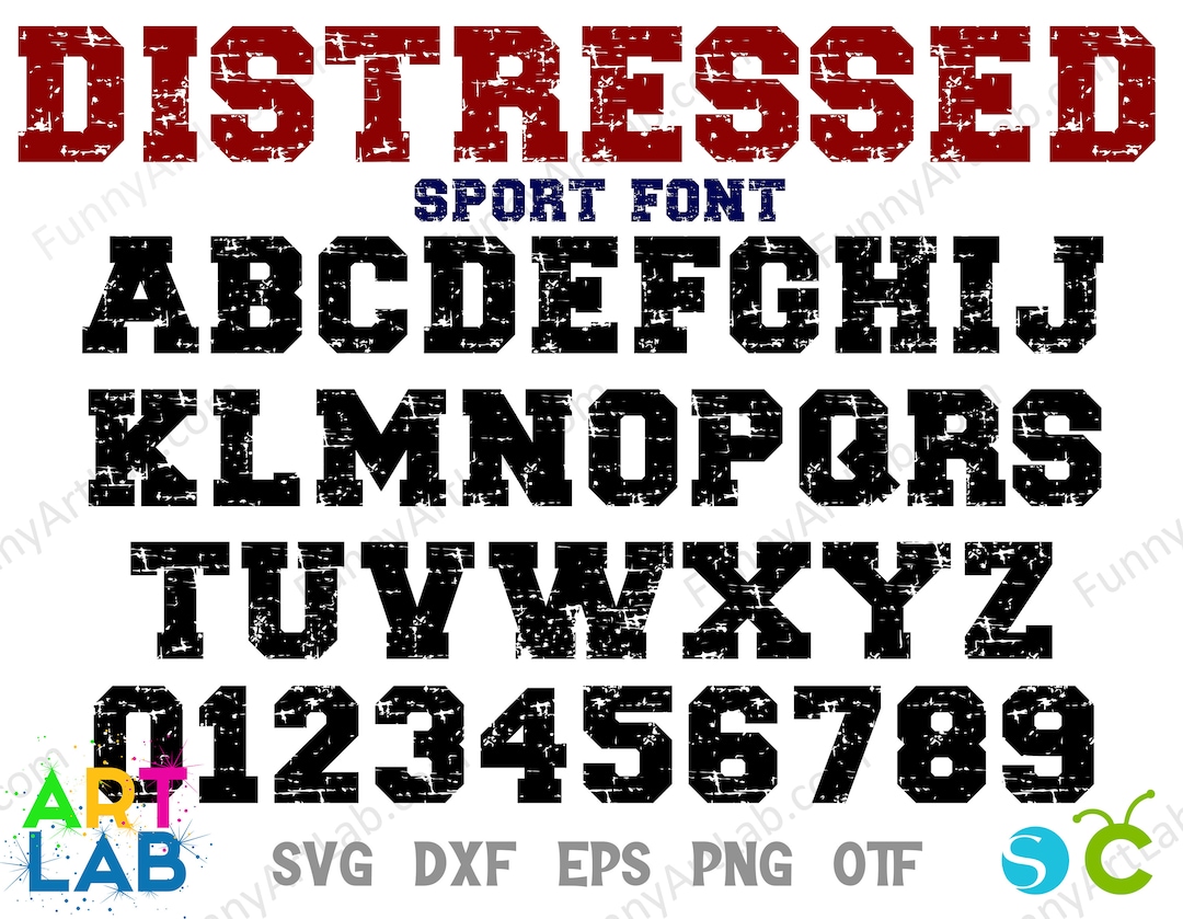 Sport Distressed Font Otf, Sport Distressed Letters Svg, Varsity ...
