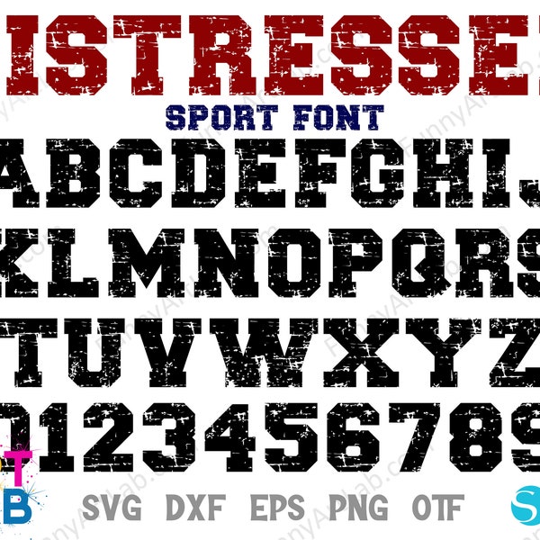 Varsity Distressed Font Png - Etsy