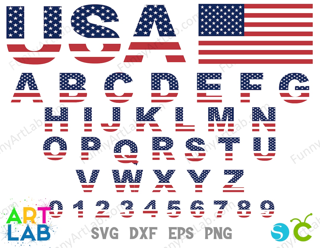 USA Letters Svg Png, American Png Letters Svg Cricut, USA Flag Svg Png ...